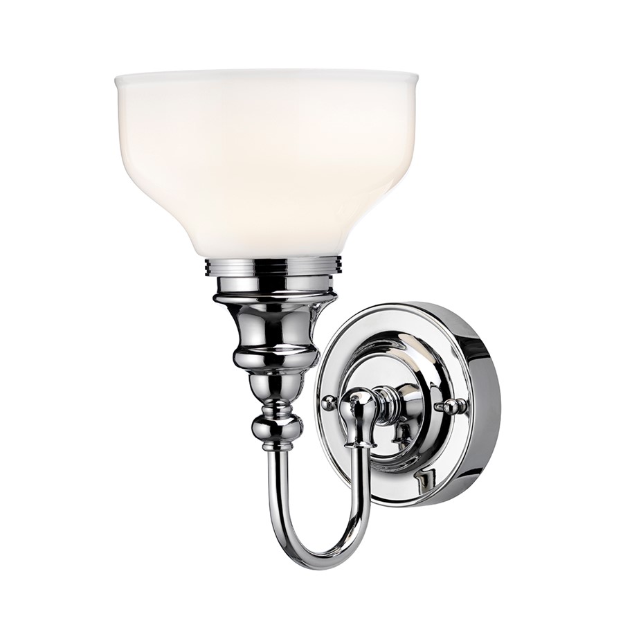 Burlington LED Bathroom Ornate Wall Light with Chrome Base & Opal Glass ...