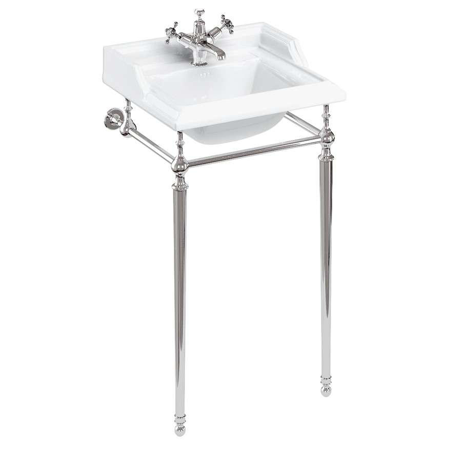 Classic 510mm Basin with Chrome Washstand (1 tap hole & chrome wash ...