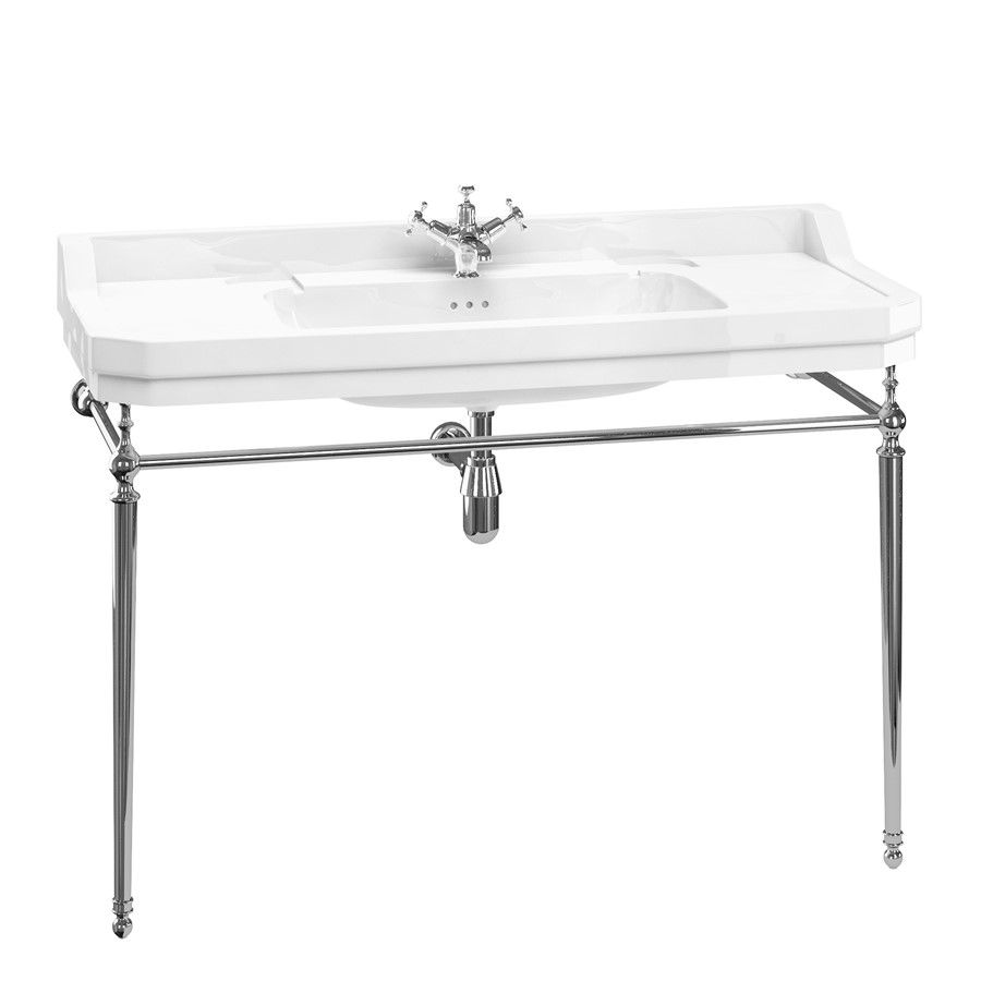 Edwardian 120cm Basin Wash Stand Chrome Plated Brass Fittings (2 tap ...