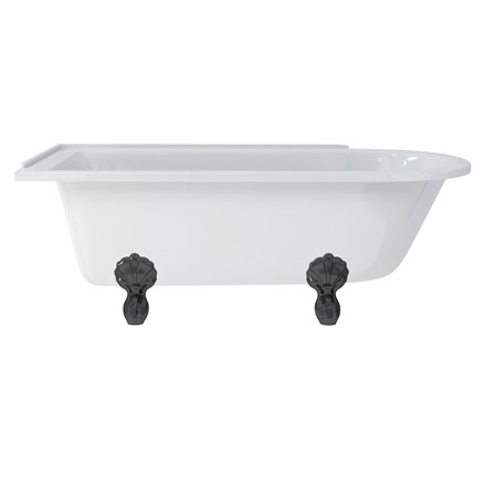 Hampton 170cm Left Handed Showering Bath with Luxury Feet (Left Hand ...