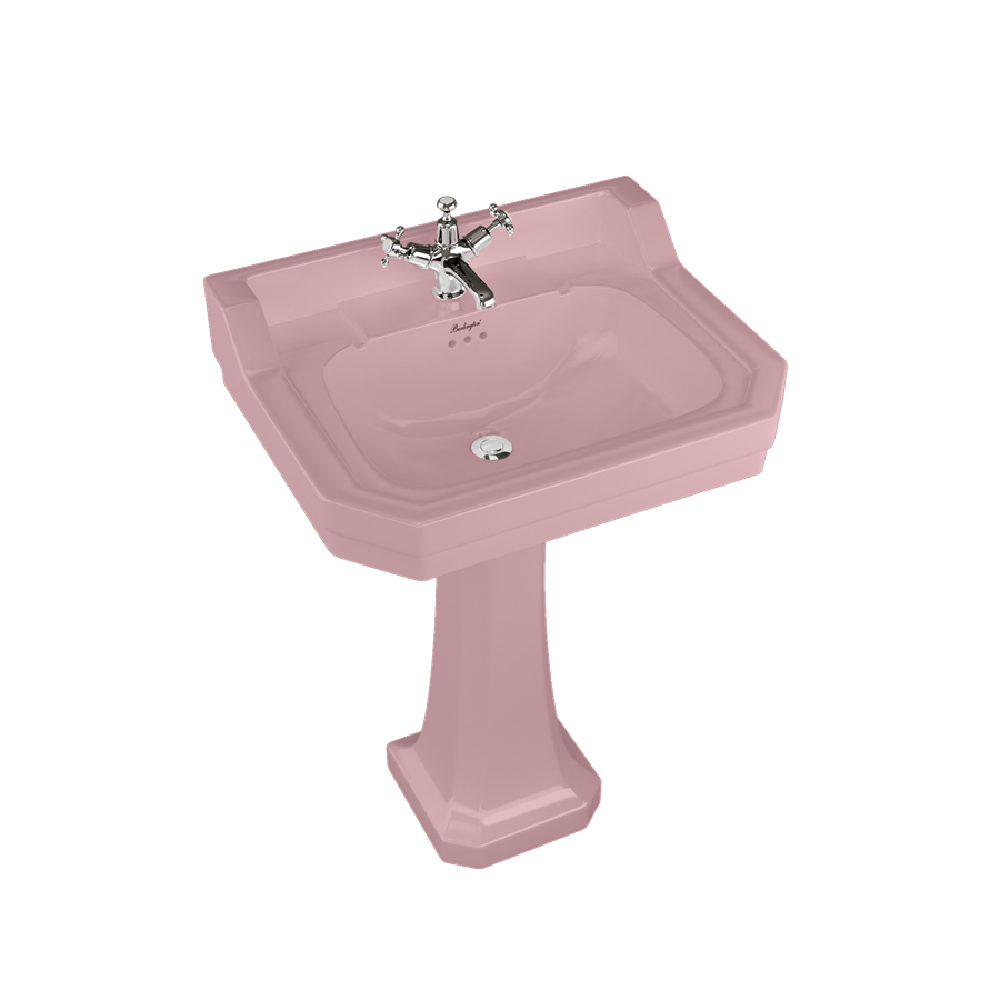 Bespoke Confetti Pink Edwardian 61cm Basin with Standard Pedestal (with ...