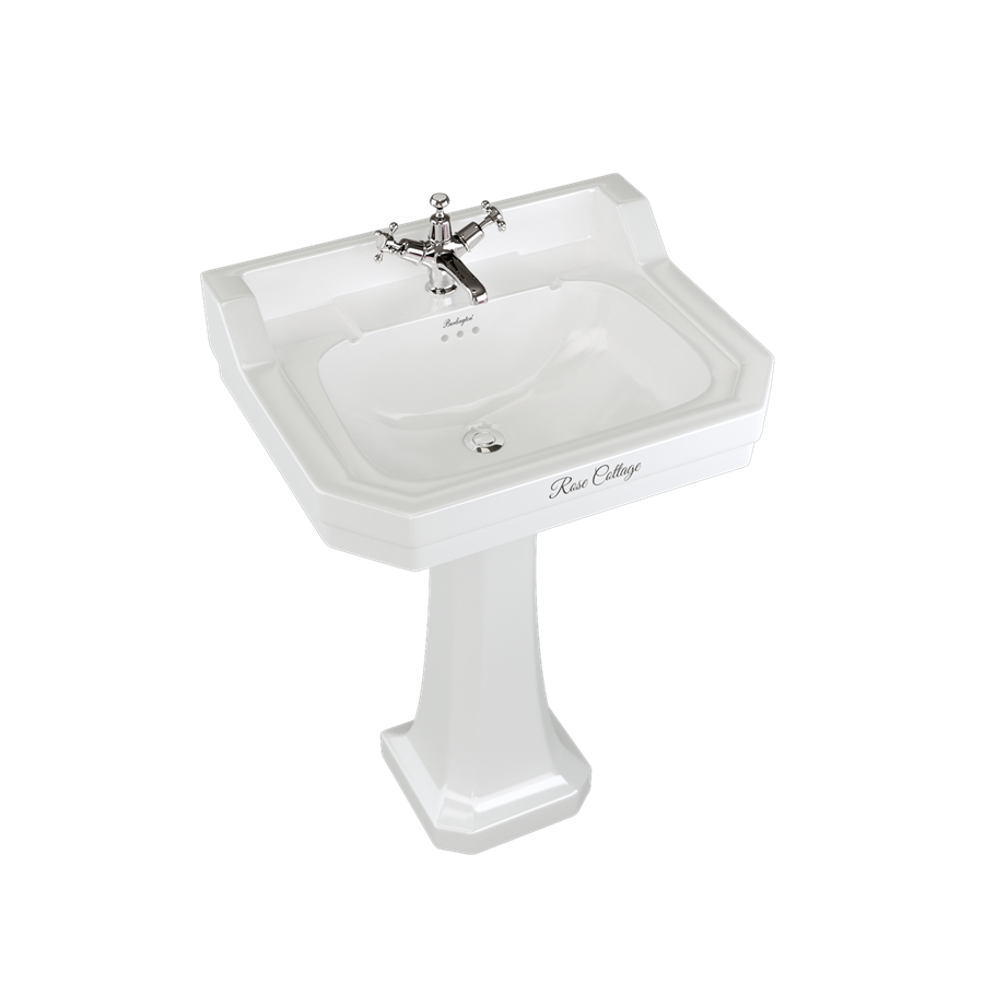 Bespoke Script Edwardian 61cm Basin with Standard Pedestal (with 1 tap ...