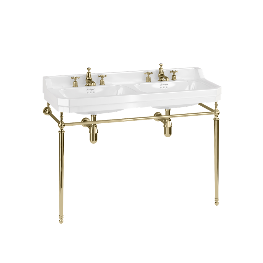 Edwardian 1200mm Double Basin with Gold Washstand (with 1 tap hole ...