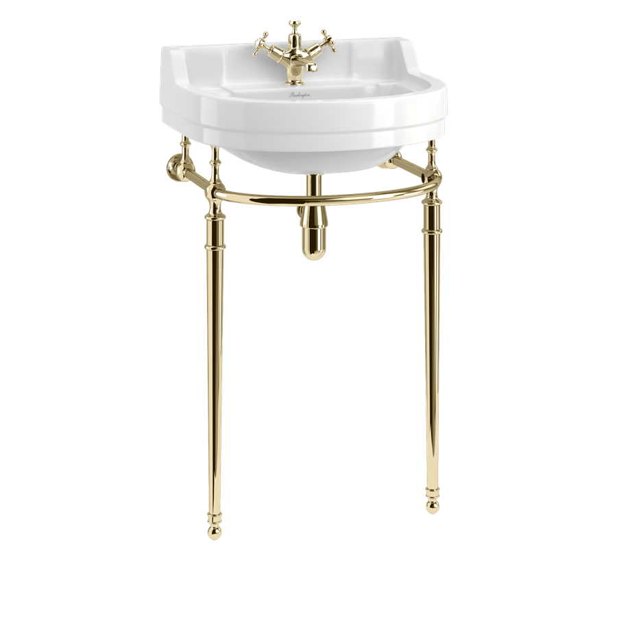 Edwardian Round 560mm Basin with Regal Washstand (1 tap hole & gold ...