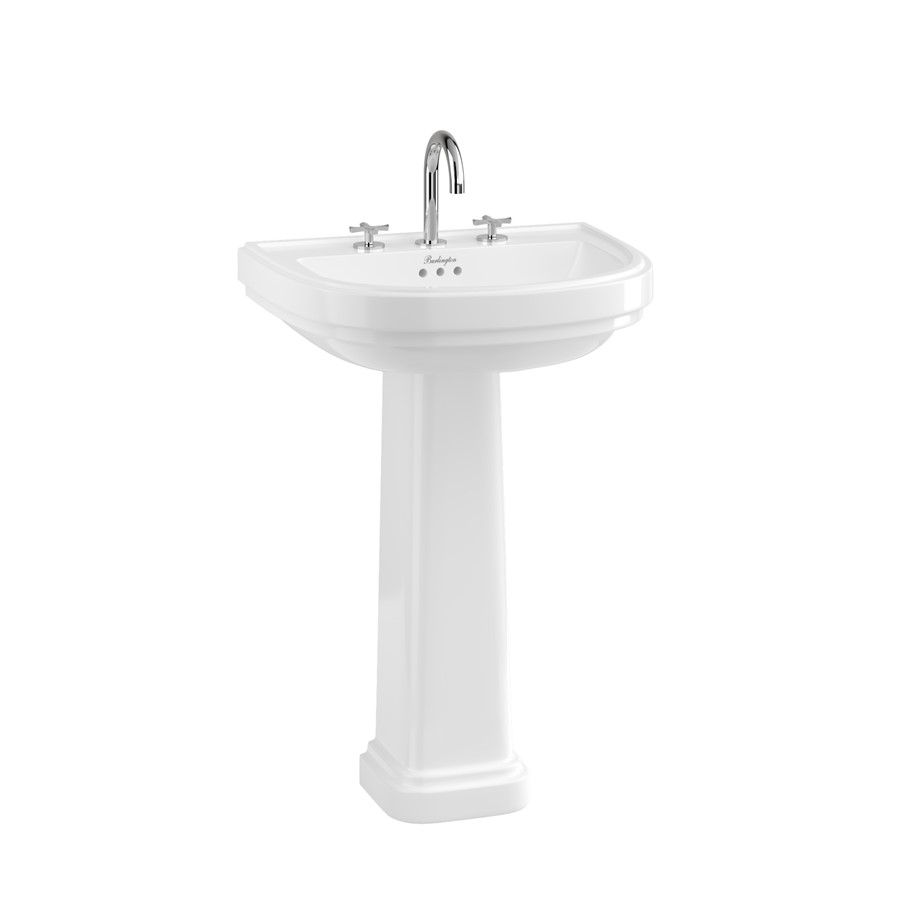 Riviera 580mm D Shape Basin with Riviera Full Pedestal (with 0 tap ...