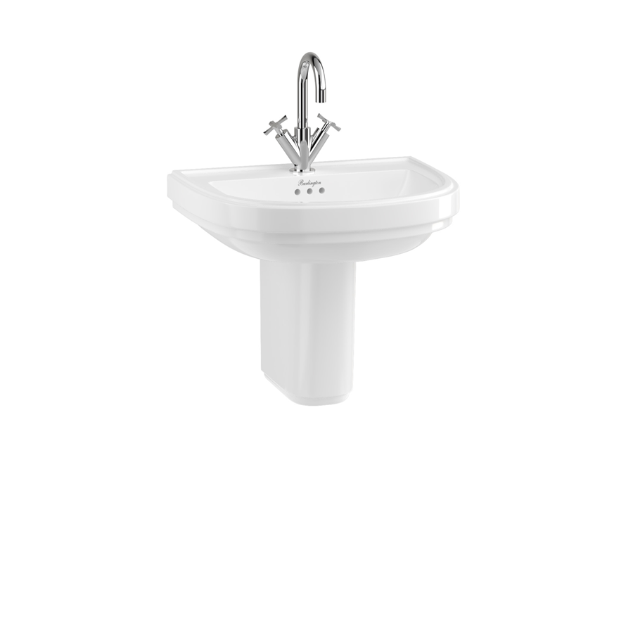 Riviera 580mm D Shape Basin with Riviera Semi Pedestal (with 0 tap ...