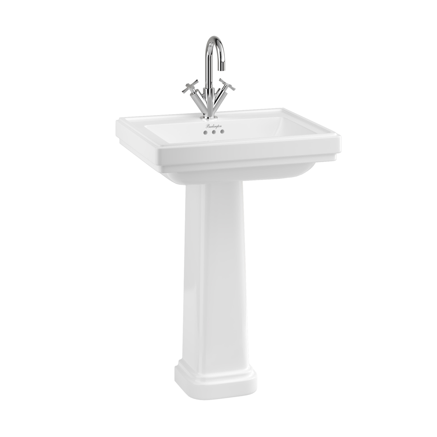 Riviera 580mm Square Basin with Riviera Full Pedestal (with 0 tap holes ...