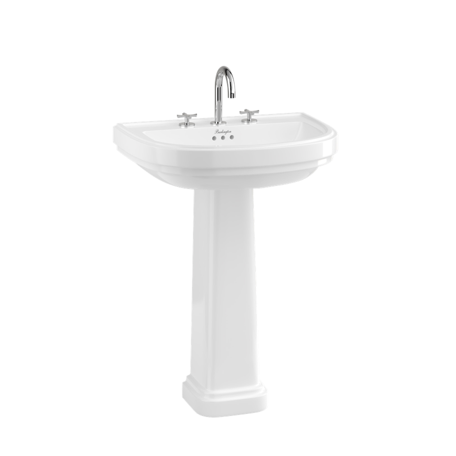 Riviera 650mm D Shape Basin with Riviera Full Pedestal (with 0 tap ...