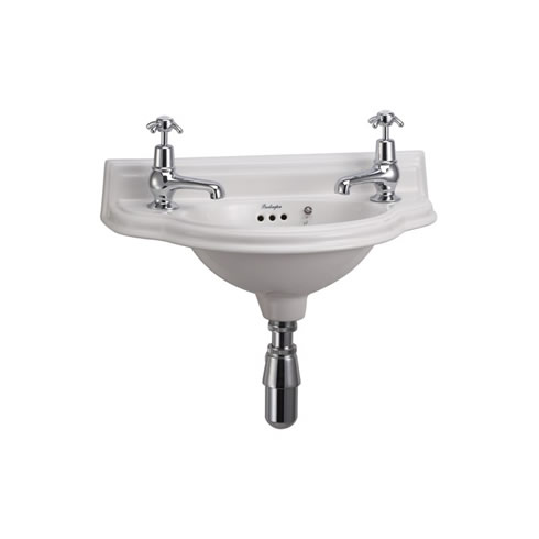 Small 50.5cm Curved Front Cloakroom Basin (with 2 tap holes) | SKU P13 ...