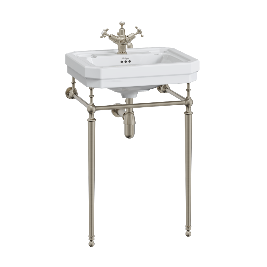 Victorian 56cm Basin with Basin Stand (1 tap hole & chrome wash stand ...